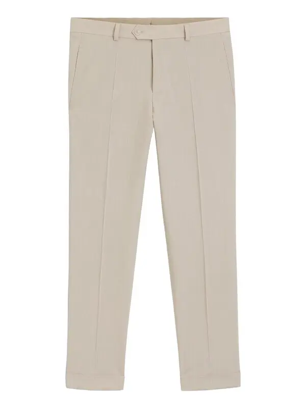 BOSS Tapered-fit Trousers In Wool-blend Seersucker - Beige