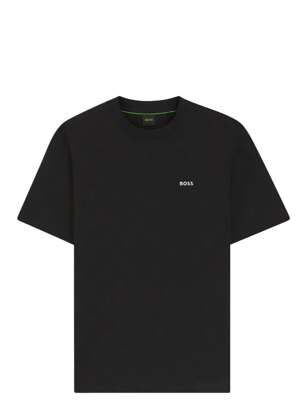 BOSS Cotton-blend T-shirt With Tennis-ball Jacquard - Black