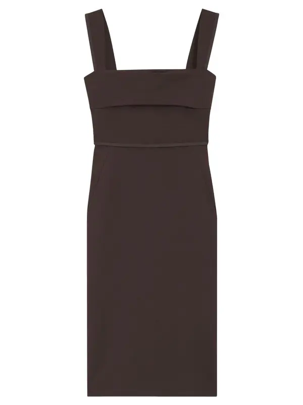 BOSS Slim-fit Jersey Dress With Layered Detail - Dark Brown