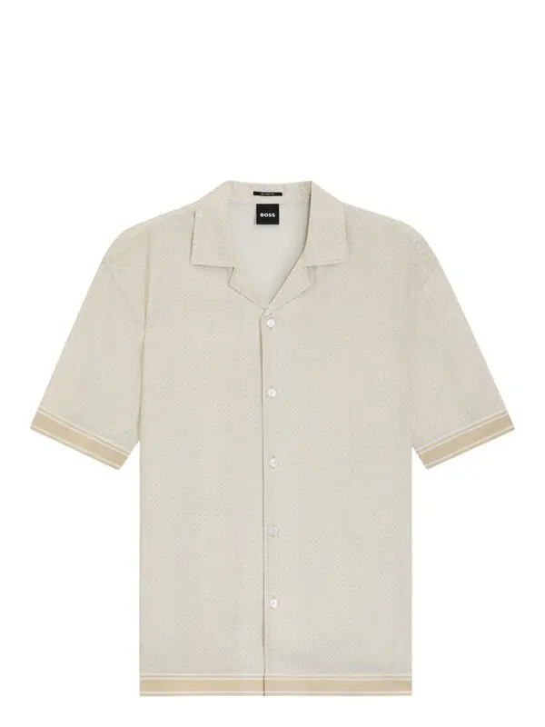 BOSS Relaxed-fit Shirt With Mosaic Print - Light Beige