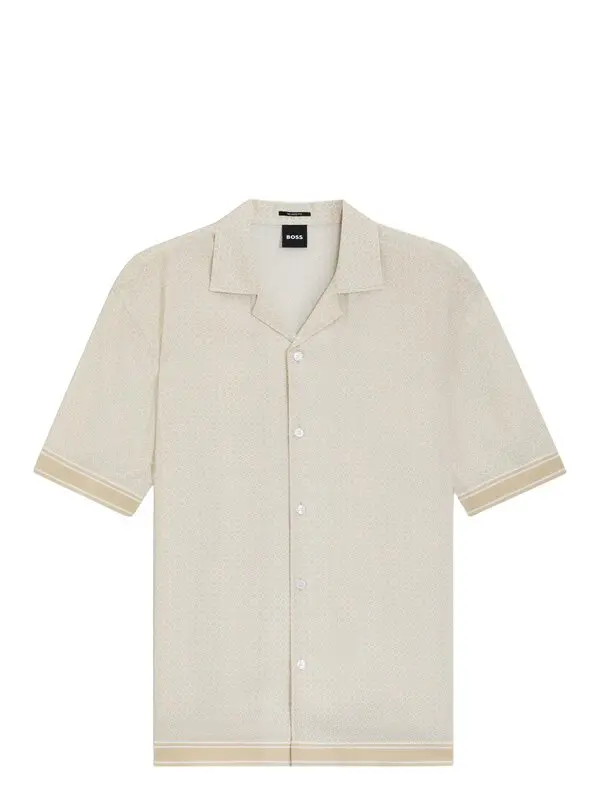 BOSS Relaxed-fit Shirt With Mosaic Print - Light Beige