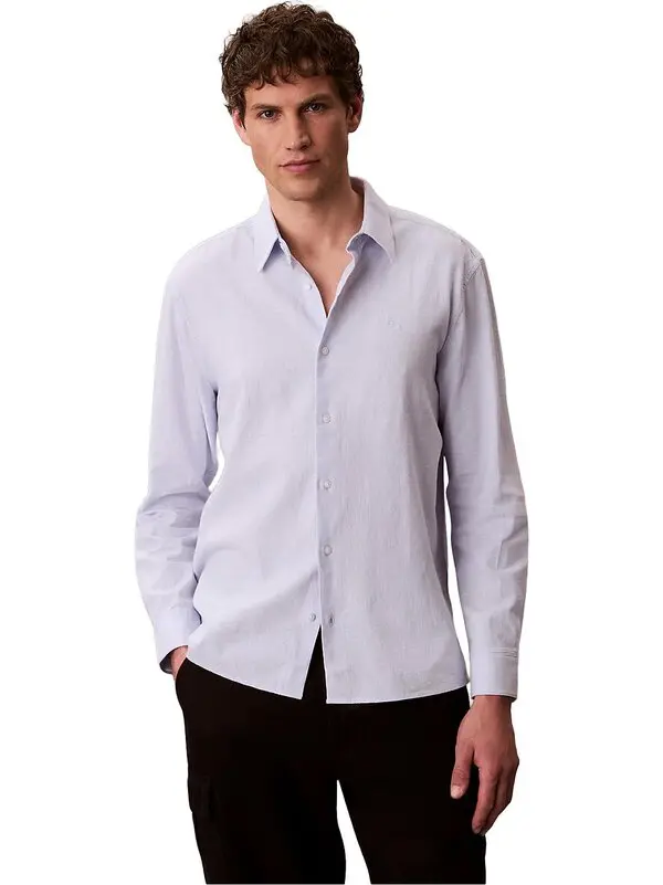 Calvin Klein Linen Cotton Classic Button-down Shirt - Heavenly Iris