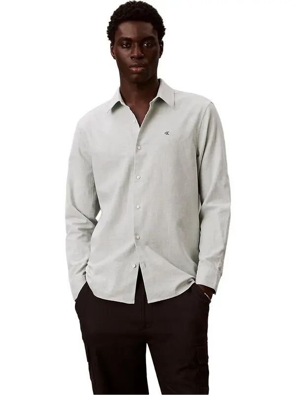 Calvin Klein Linen Cotton Classic Button-down Shirt - Pale Meadow