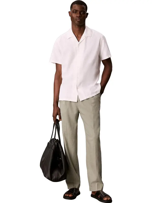 Calvin Klein Linen Blend Pleated Pull-on Pants - Shadow