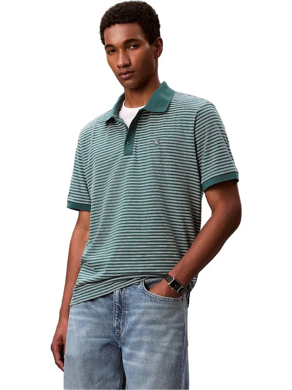 Calvin Klein Varsity Stripe Polo Shirt - Vineyard