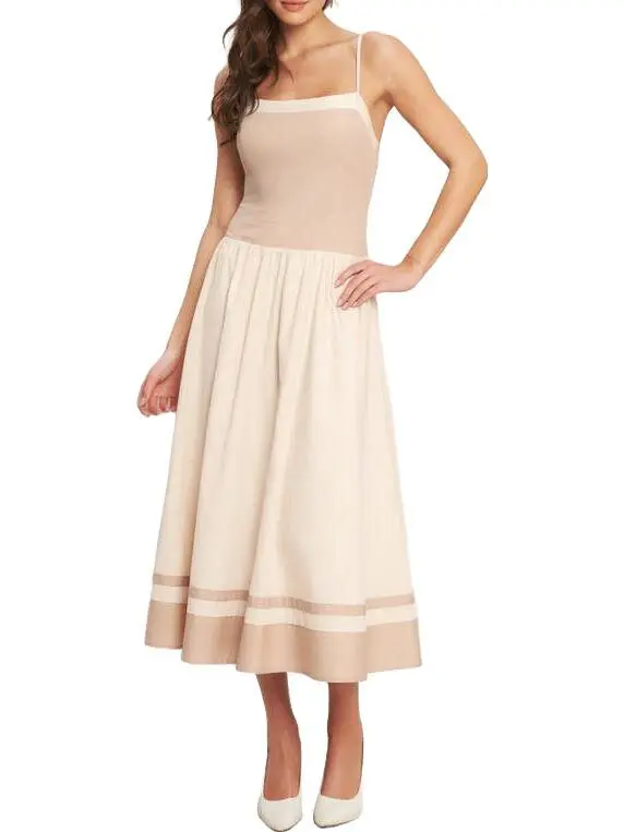 FLYING TOMATO Drop Waist Midi Dress - Light Taupe