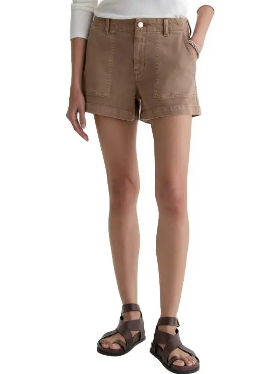 Ag Analeigh High Waist Twill Shorts - Sulfur Light Taupe