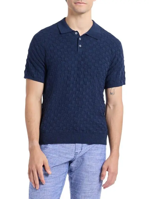 Robert Graham Hampson Cotton Polo Sweater - Navy