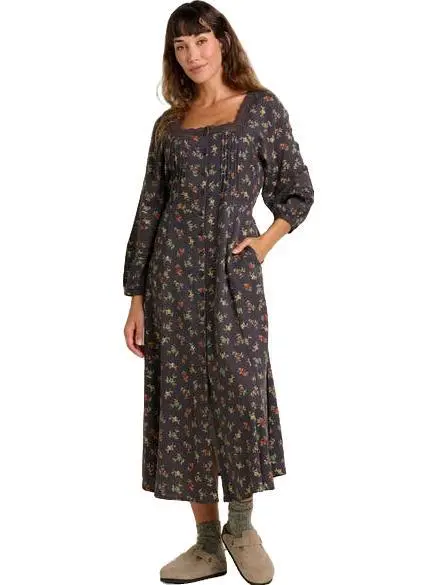 TOAD & CO Manzana Square Neck Long Sleeve Dress - Soot Graphic Print