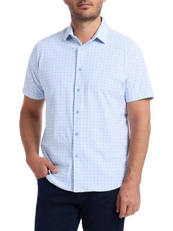 Robert Graham Brompton Knit Short Sleeve Button-up Shirt - Blue