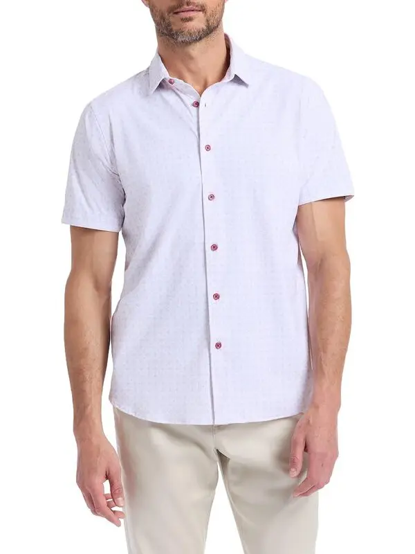 Robert Graham Brompton Knit Short Sleeve Button-up Shirt - Lilac