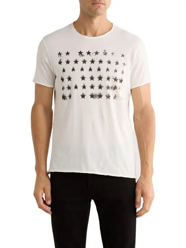 John Varvatos Stars Raw Edge Graphic T-shirt - Salt