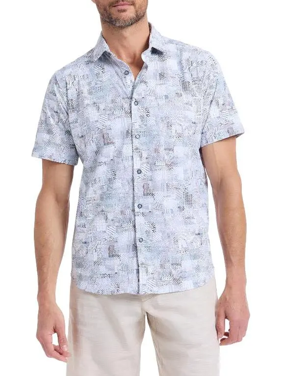 Robert Graham Wrathbone Knit Short Sleeve Button-up Shirt - White Multi