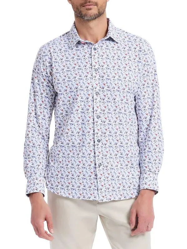 Robert Graham Brauxhall Knit Button-up Shirt - White Multi