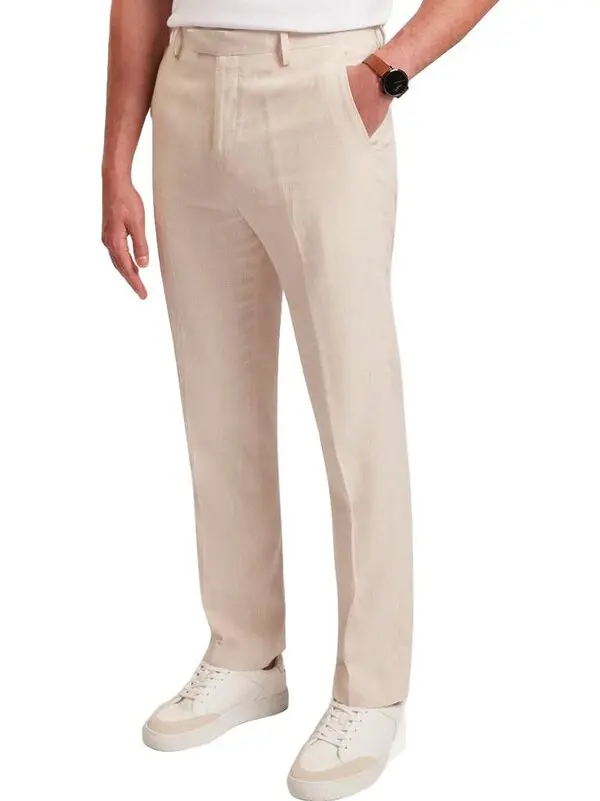 Ted Baker London Slim Fit Linen & Cotton Pants - Ecru
