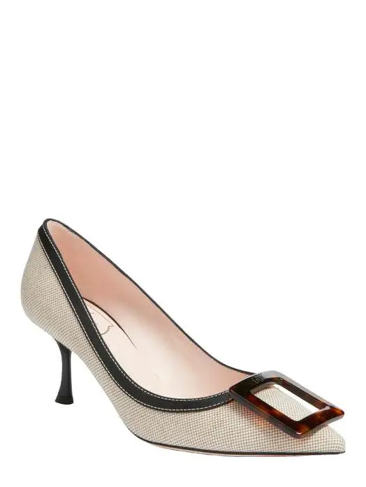 ROGER VIVIER Viv In The City Pointed Toe Pump - Daino/nero