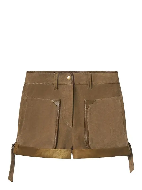 Isabel Marant Marline Suede Goatskin Leather Bermuda Shorts - Bronze
