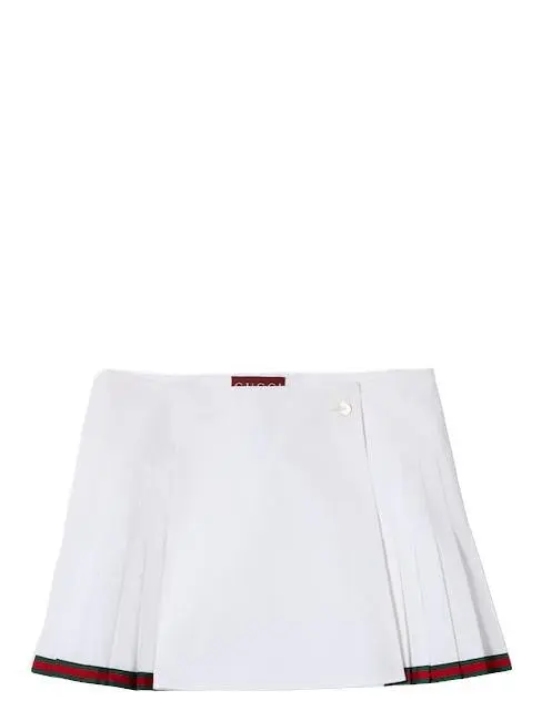Gucci Heavy Cotton Poplin Pleated Skirt - White