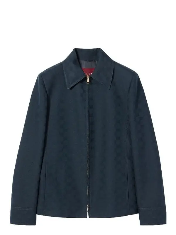Gucci Gg Cotton Gabardine Zip Jacket - Blue