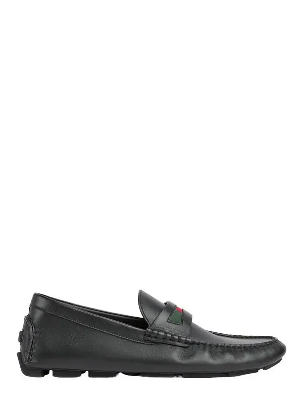 Gucci Leather Driver With Web Detail - Black
