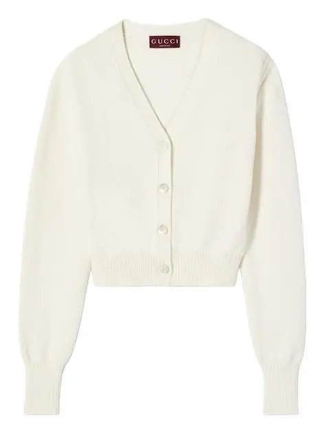 Gucci Cotton Cardigan With Interlocking G Embroidery - White