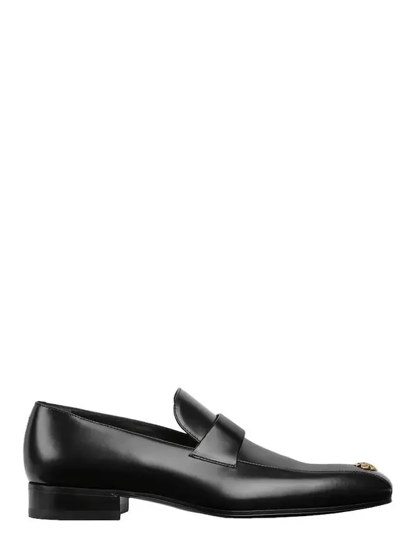 Gucci Leather Loafer With Crest - Black