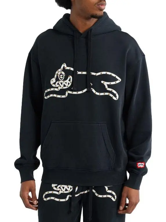 ICECREAM Park Stud Logo Cotton French Terry Hoodie - Black