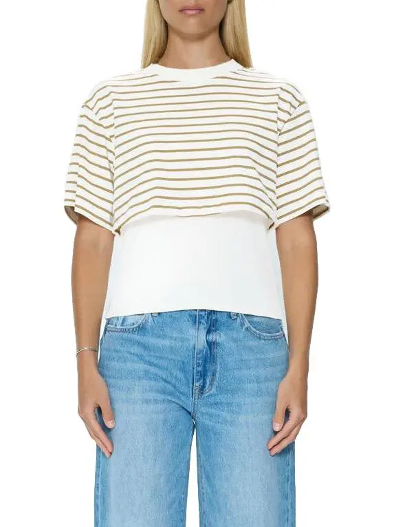 PISTOLA Camryn Stripe Layered Top - Tannin Ecru Stripe