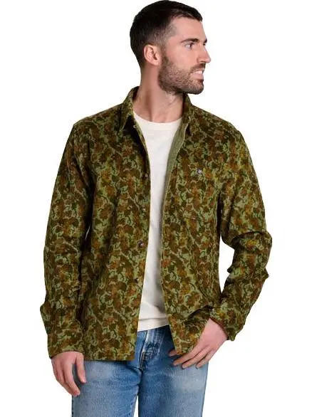TOAD & CO Cascadia Long Sleeve Shirt - Green Moss Leaf Print