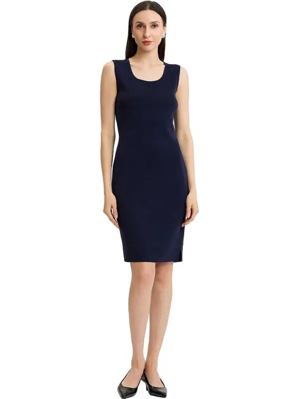 Ming Wang Sleeveless Knit Sheath Dress - Indigo