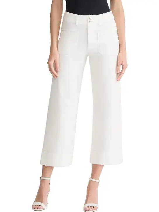 Ming Wang Cropped Wide-leg Jeans - White