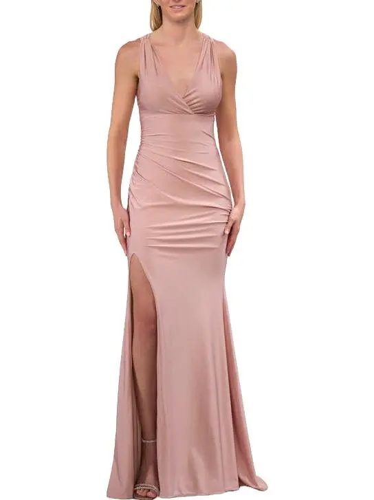 LABOMME Sleeveless Prom Dress With Tie Back - Mauve