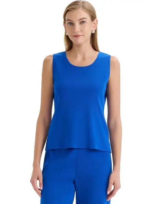 Misook Knit Tank Double Scoop Neck - Aegean Blue