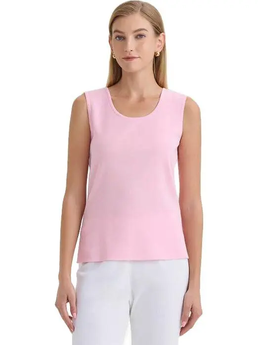 Ming Wang Mid-length Scoop Neck Knit Tank - Perfect Pink