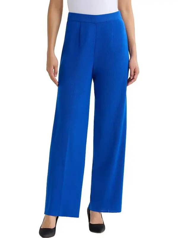 Misook Mylana Knit Wide Leg Pants - Aegean Blue