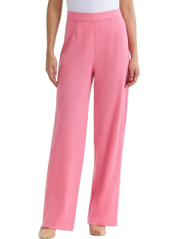 Misook Mylana Knit Wide Leg Pant - Pink