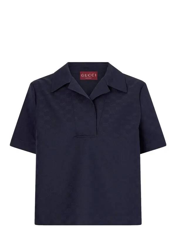 Gucci Jacquard Polo Top - Blue