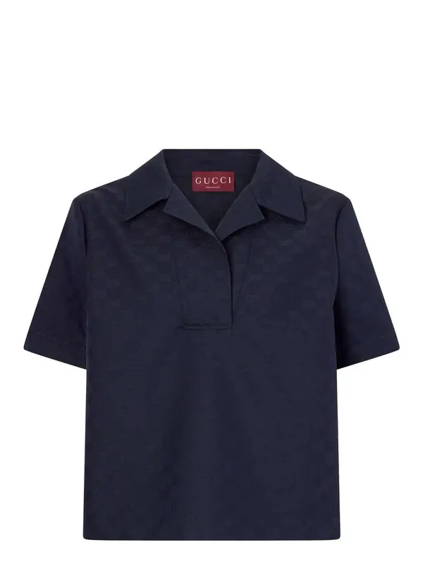 Gucci Jacquard Polo Top - Navy