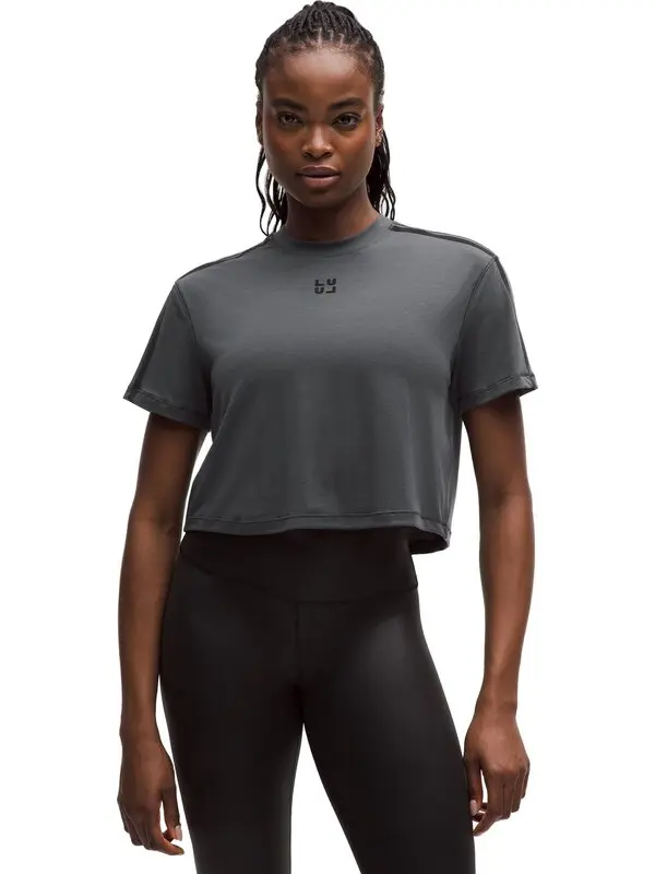 Lululemon Jersey Training Cropped Short-sleeve Shirt - Coal/graphite Grey