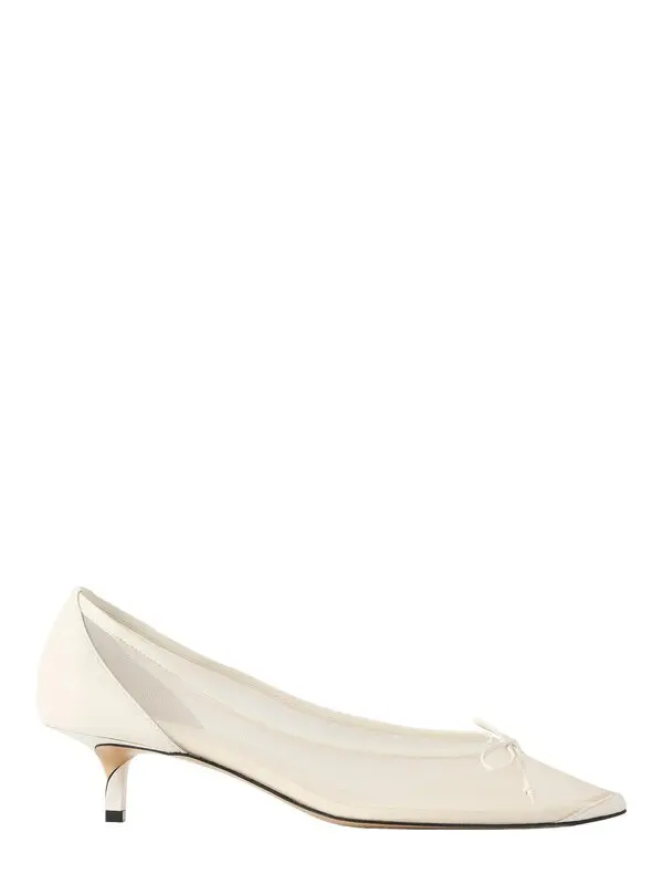 Jacquemus Tourni Bow-detailed Leather-trimmed Mesh Pumps - White