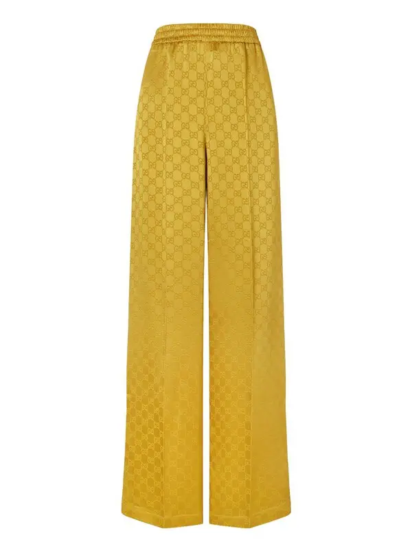 Gucci Satin-jacquard Straight-leg Pants - Yellow