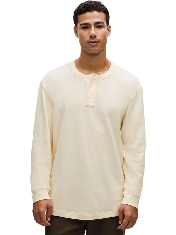 Lululemon Slub Cotton-jersey Long-sleeve Henley - Coconut Ivory