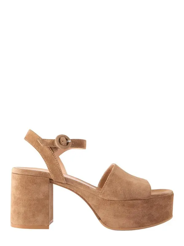 GIANVITO ROSSI Carol 35 Suede Platform Sandals - Neutrals