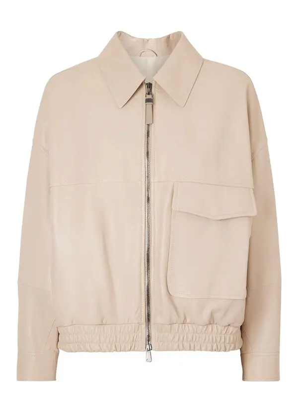 Brunello Cucinelli Leather Jacket - Beige