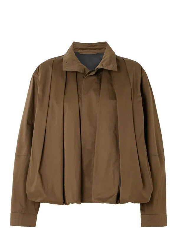 LEMAIRE Pleated Cotton-twill Jacket - Brown