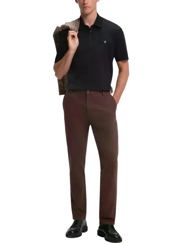 BOSS Mercerized-cotton Polo Shirt With Double B Monogram - Black