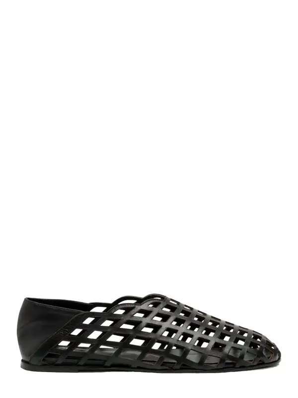 GIABORGHINI Peek-a-boo Round-toe Ballerina Flats - Black
