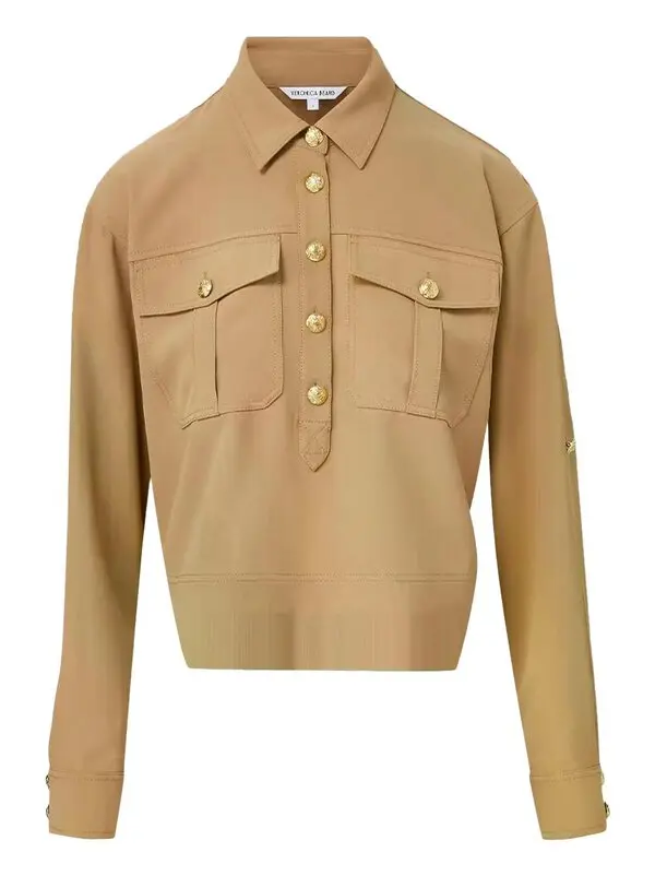 Veronica Beard Colvin Button-fastening Pocket Blouse - Neutrals