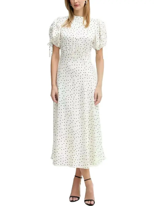 SILVIAN HEACH Polka-dot Puff-sleeve Midi Dress - White