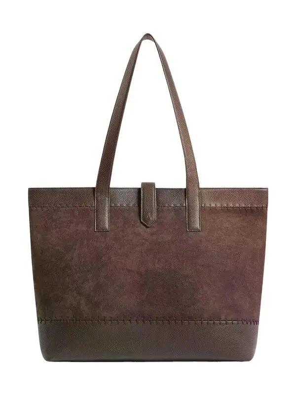 Manière De Voir Suede And Pebbled Leather Tote Bag - Brown